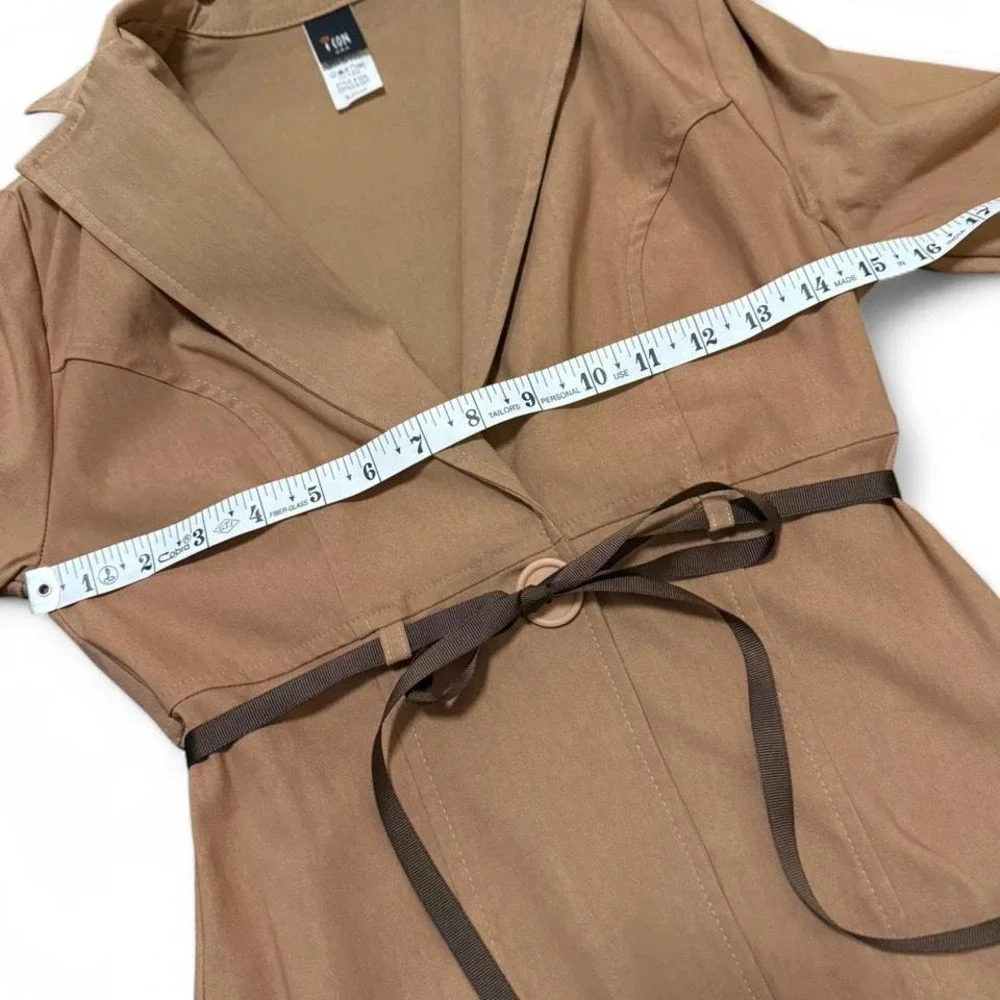 Jackets & Coats | Nwot Brown Belted Trench Coat Button Up Winter Small ...